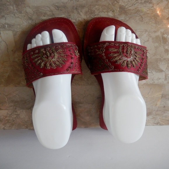 rebels | Shoes | Rebels Red Wedge Slip On Sandals | Poshmark